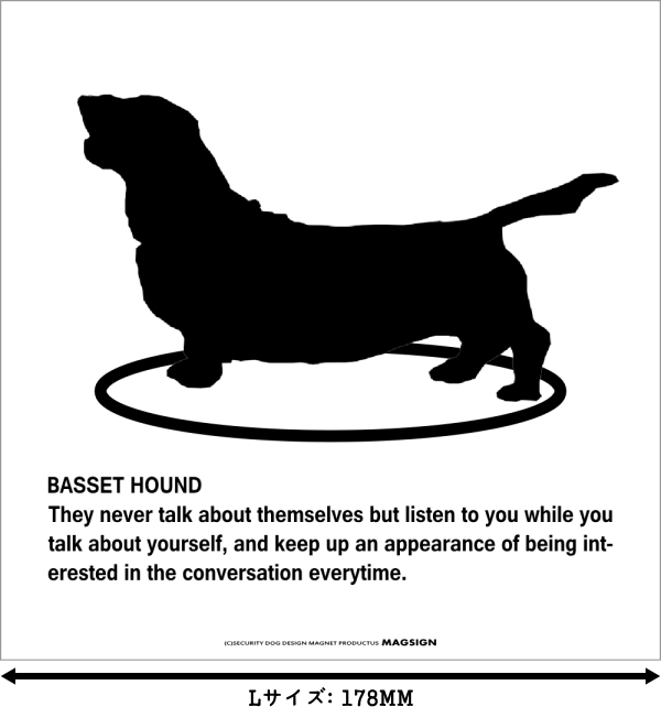 BASSET HOUND'S POEM [MAGSIGN] ポエムシリーズ マグネット＆ステッカー 防水/耐水・耐光性 日本製 英語 ...